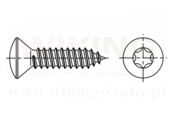 Wkręty samogwintujące (blachowkręty) ISO 14587 forma C z łbem soczewkowym z gniazdem Torx ...